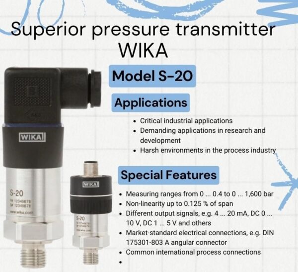ترانسمیتر فشار مدل S20 ویکا ⓿ عامل فروش WIKA ویکا در ایران